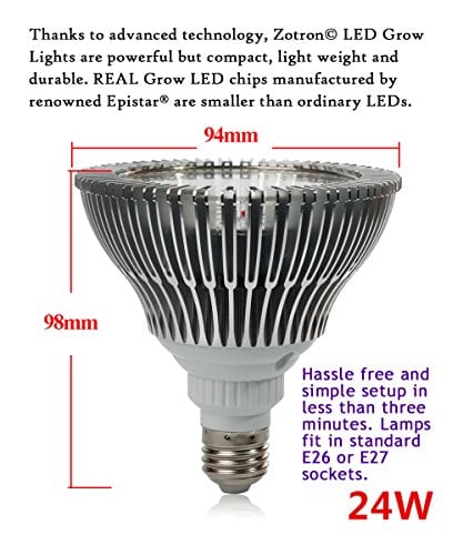 ZOTRON LED Grow Light 24W, Newest 3rd Generation Growing LED Light ...