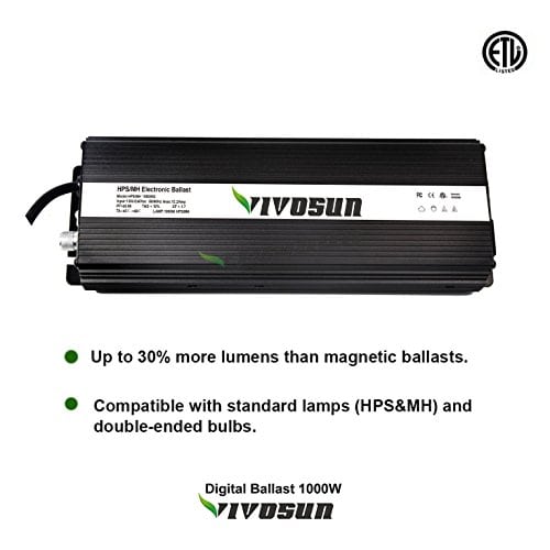 VIVOSUN Ultra Bright Compact 1000 Watt Digital Dimmable Electronic Ballast with Soft Start ...